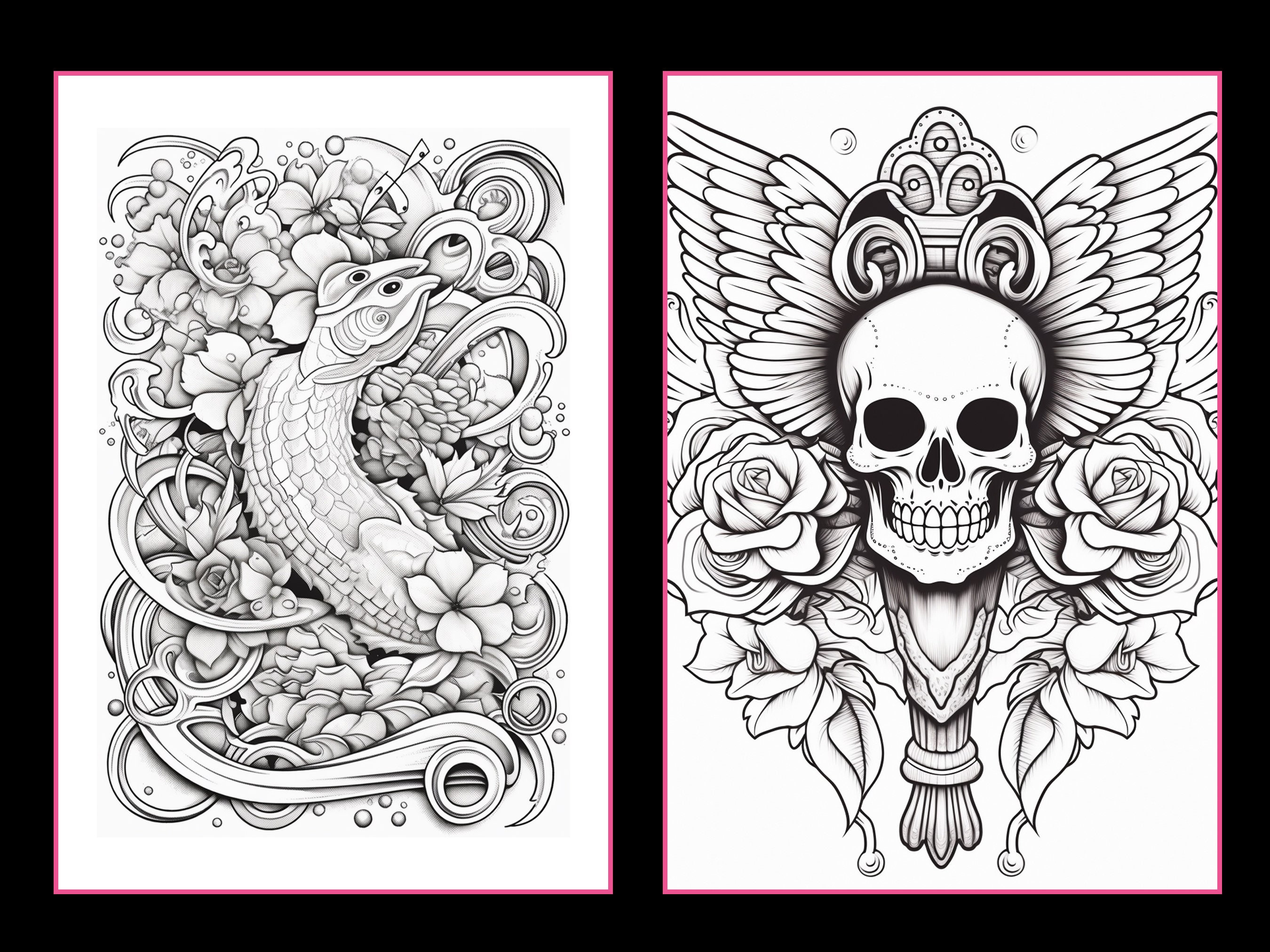 101 Tattoos - Printable Tattoo Coloring Pages: Grayscale Adult Coloring ...