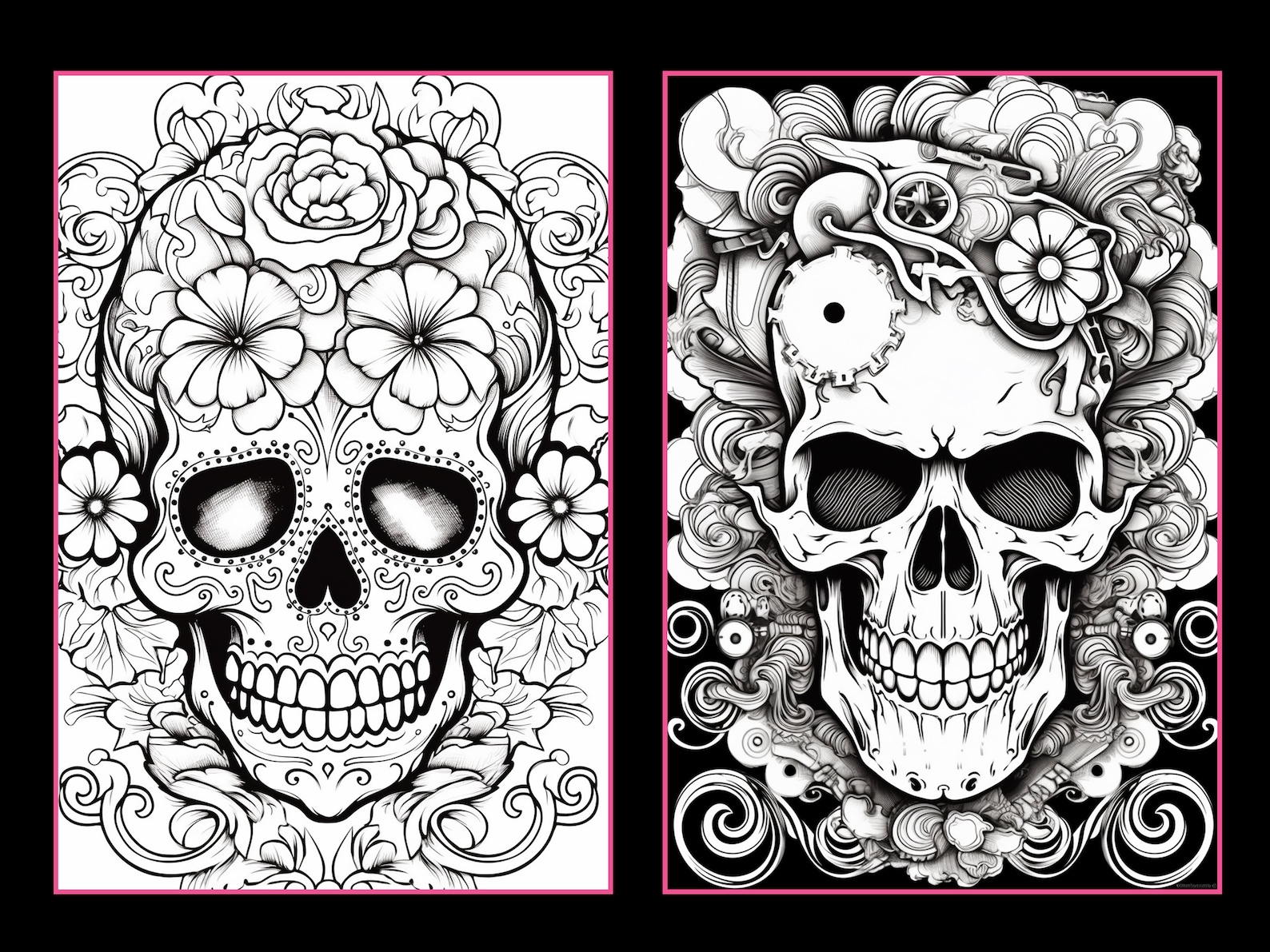 101 Skulls - Printable Skull Coloring Pages: Grayscale Adult Coloring ...