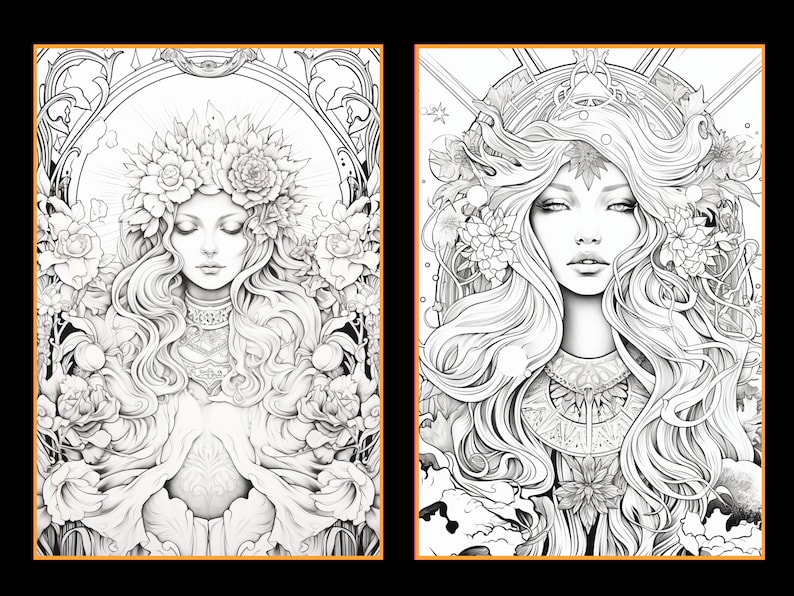 Tarot Coloring Pages 101 Gothic Tarot Coloring Pages: Grayscale Adult ...