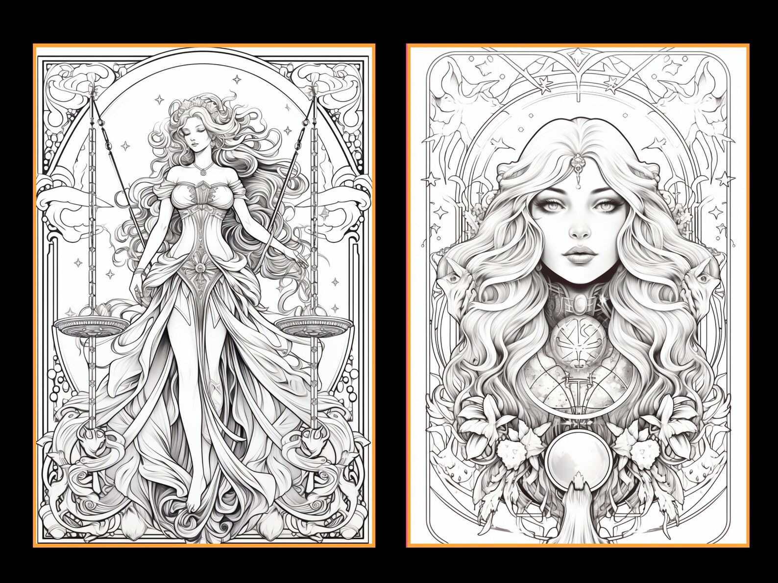Tarot Coloring Pages - 101 Gothic Tarot Coloring Pages: Grayscale Adult ...