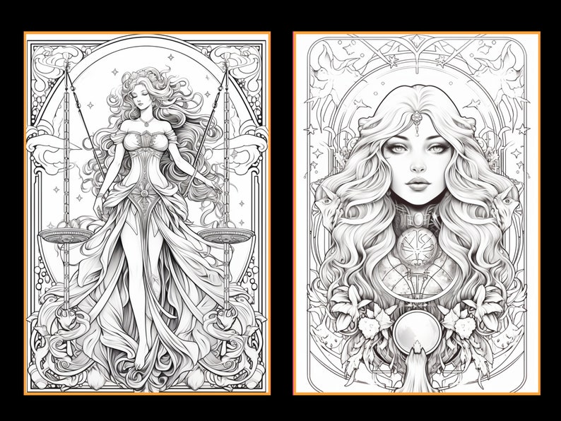 Tarot Coloring Pages - 101 Gothic Tarot Coloring Pages: Grayscale Adult ...