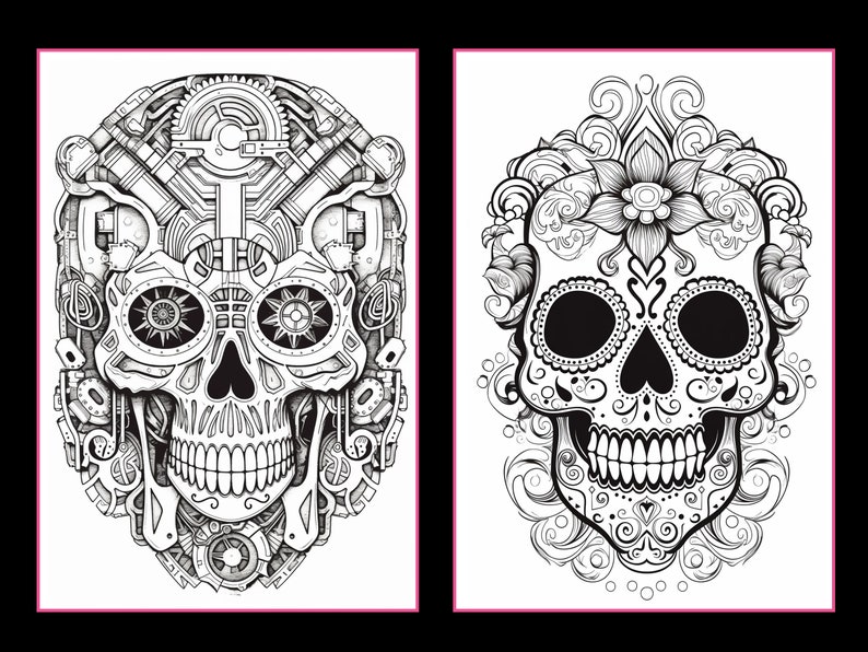 101 Skulls - Printable Skull Coloring Pages: Grayscale Adult Coloring ...