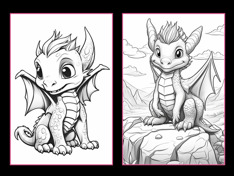 Colorful Dragon Coloring Book: 101 Dragon Color Book Pages, Baby Dragon ...