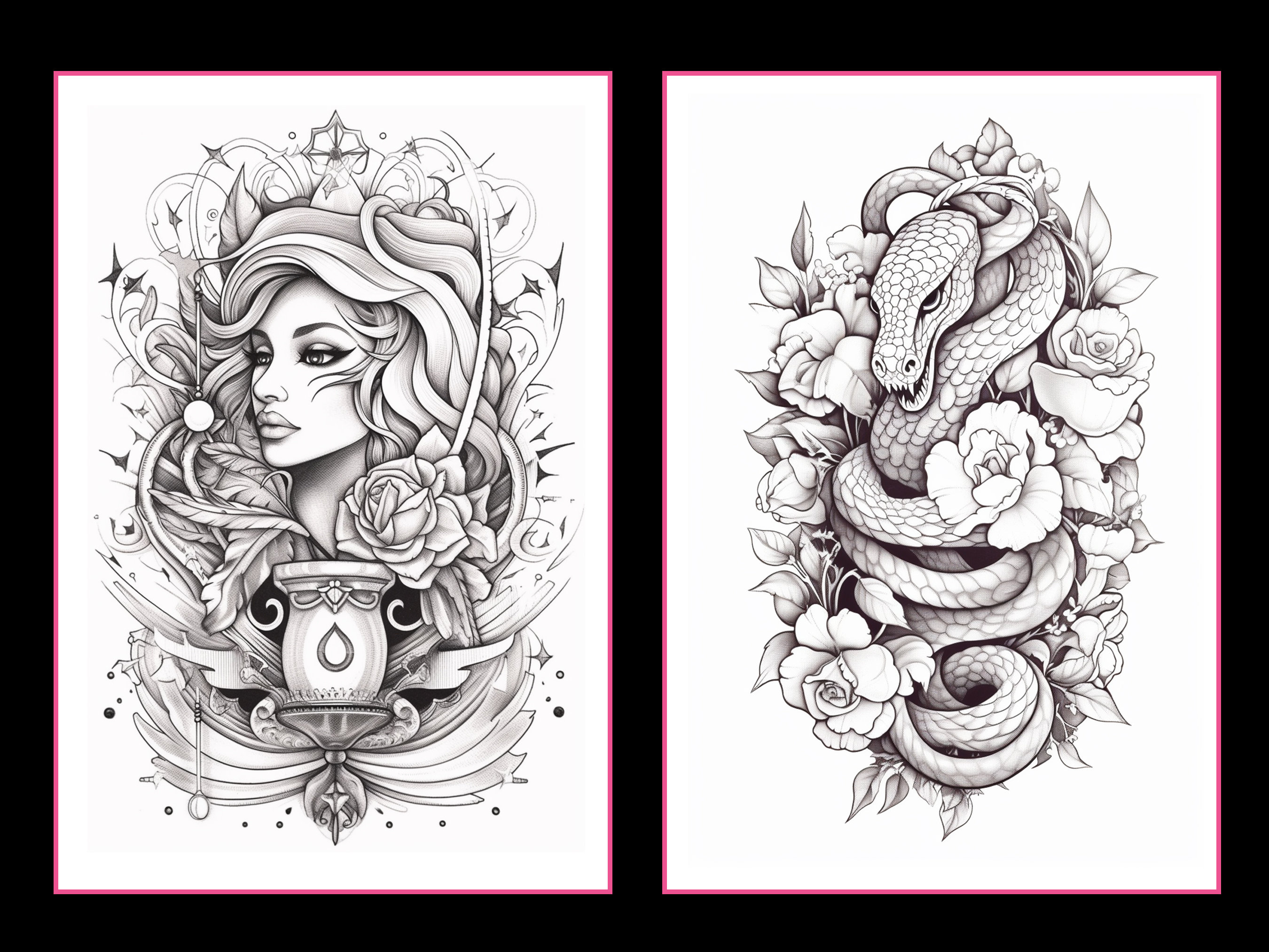 101 Tattoos Printable Tattoo Coloring Pages: Grayscale Adult Coloring ...