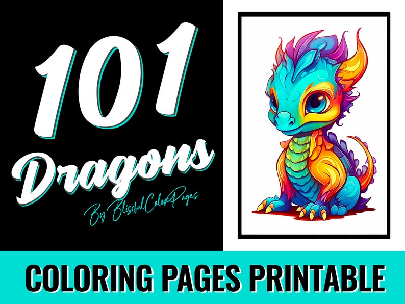 Colorful Dragon Coloring Book: 101 Dragon Color Book Pages, Baby Dragon ...