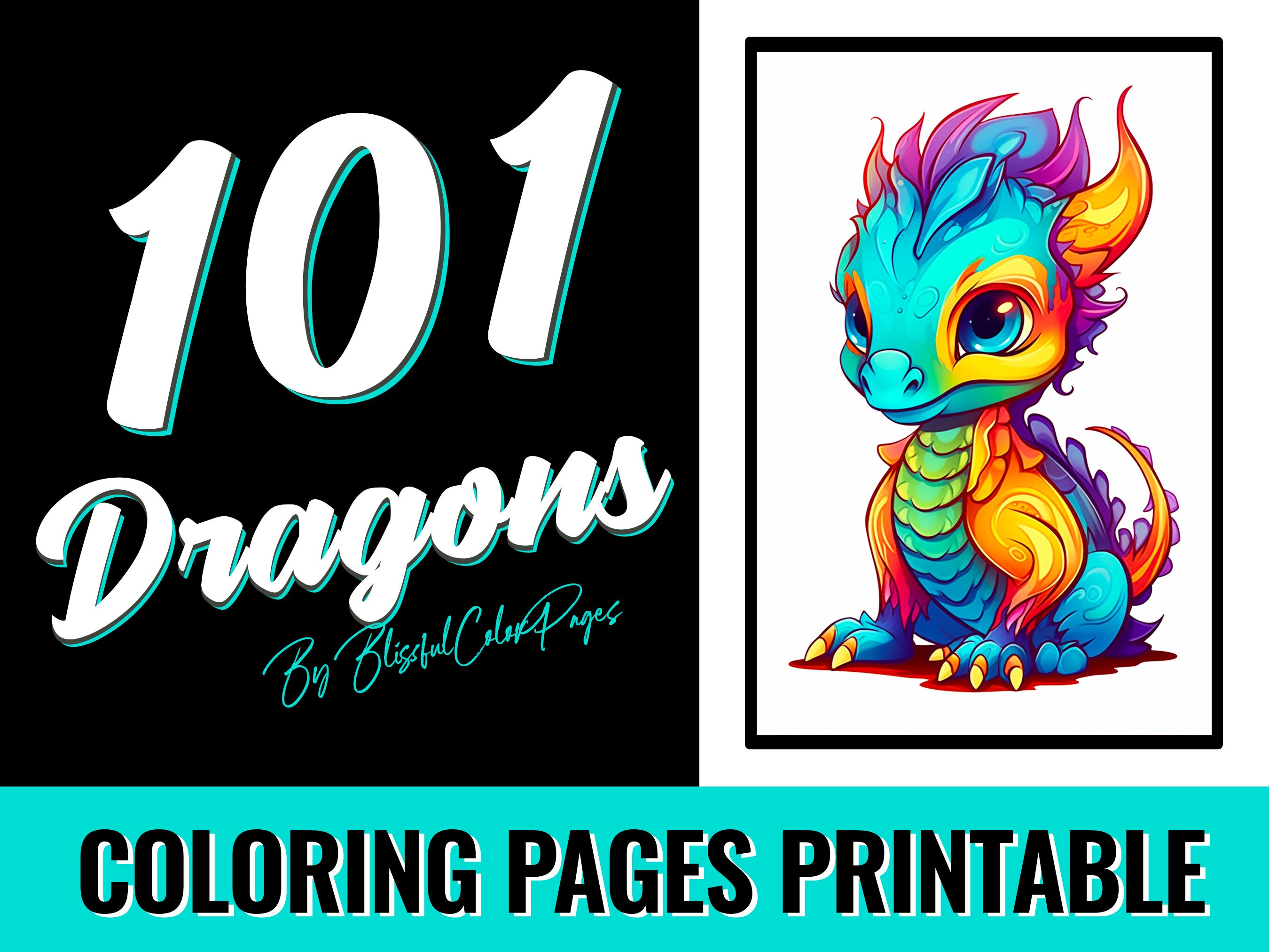 Colorful Dragon Coloring Book: 101 Dragon Color Book Pages, Baby Dragon ...