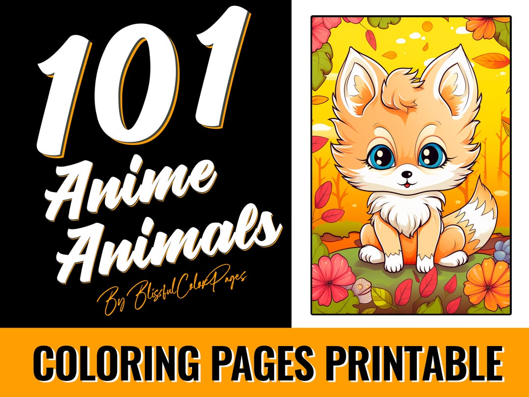 101 Cute Anime Animals Coloring Book - Printable Cute Anime Animal ...