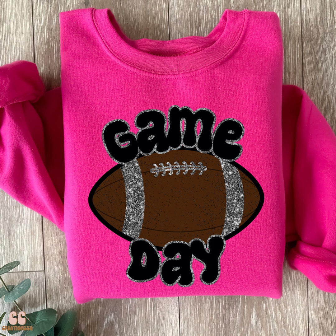 Game Day Pink Crewneck, Preppy Game Day, Football Sweatshirt, Glittery ...