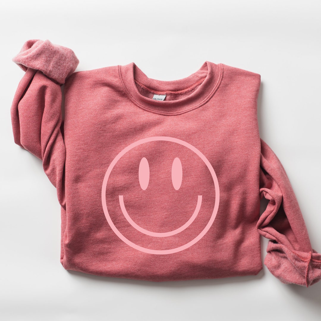 Oversized Smiling Face Sweatshirt Happy Face Crewneck Be Happy Shirt ...
