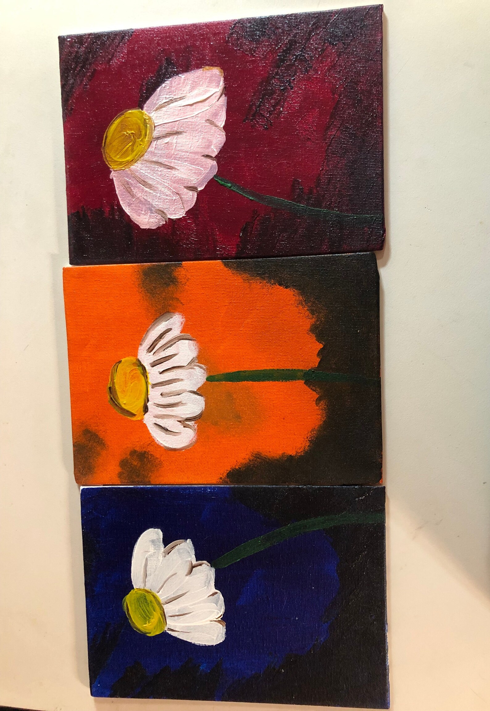 3 Canvas Board Set Flower Paintings - Etsy