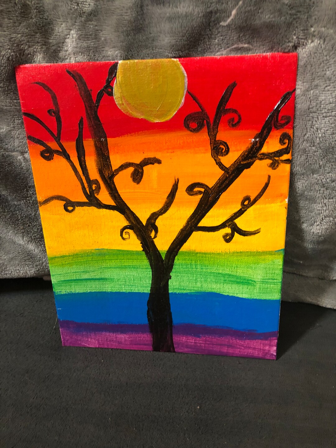 Rainbow Tree Painting - Etsy