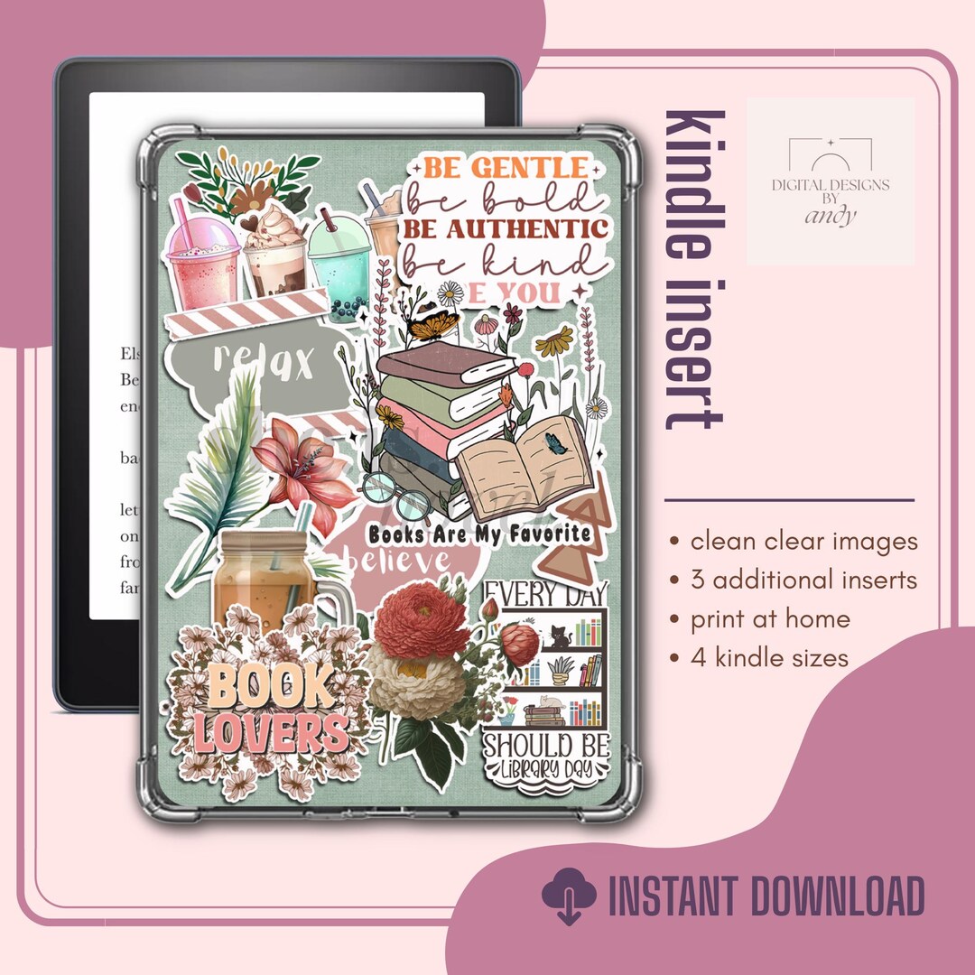 Kindle Insert for Clear Case | Booklover | PNG and PDF | Digital ...