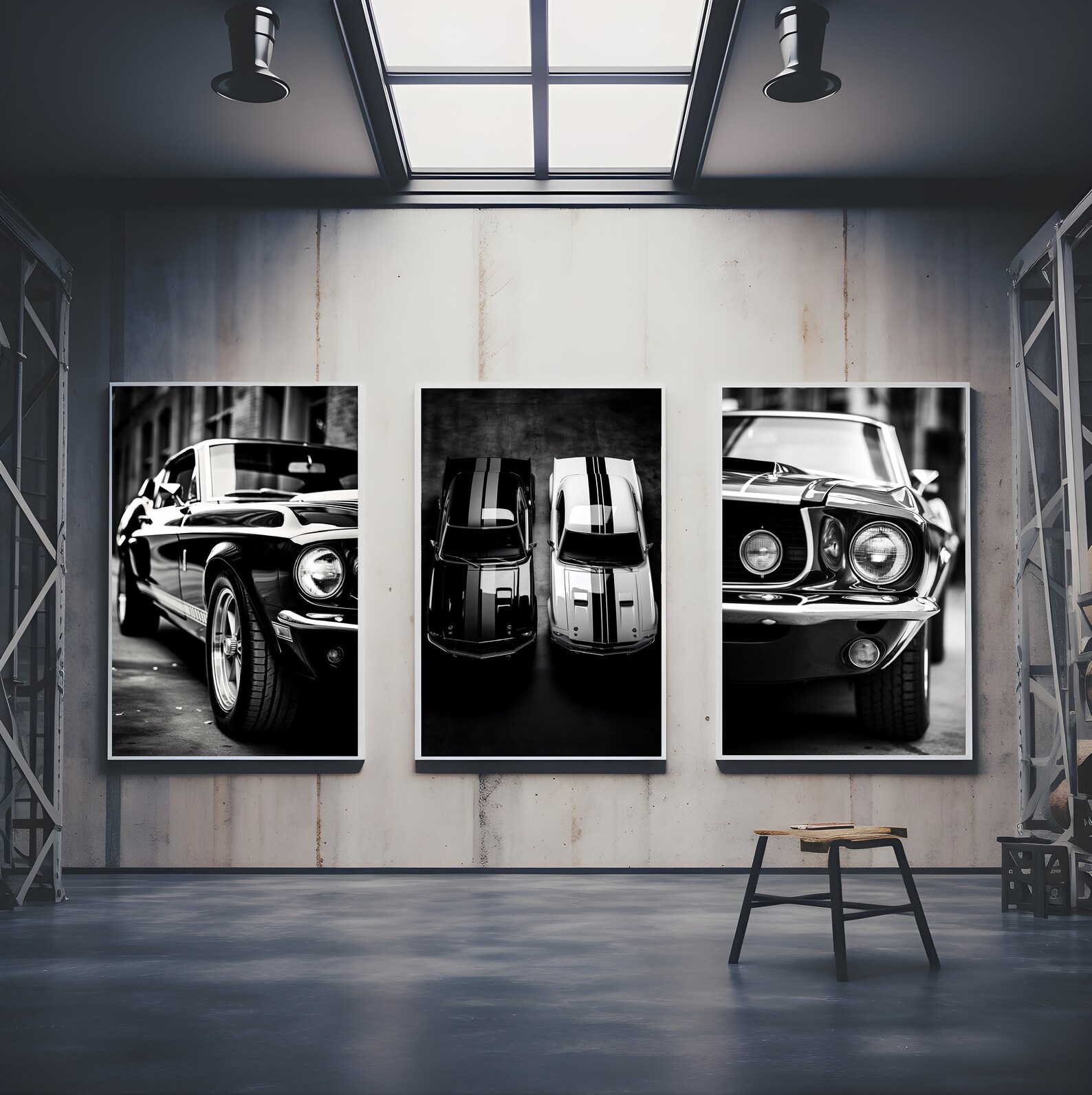 Retro Ford Mustang GT 500 Poster - Vintage Car Poster for Office or ...