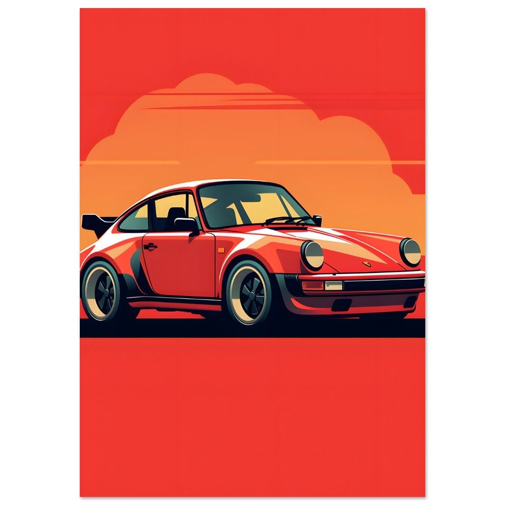 Red Porsche 911 Turbo Poster - Sleek Automotive Wall Art, Classic Car ...