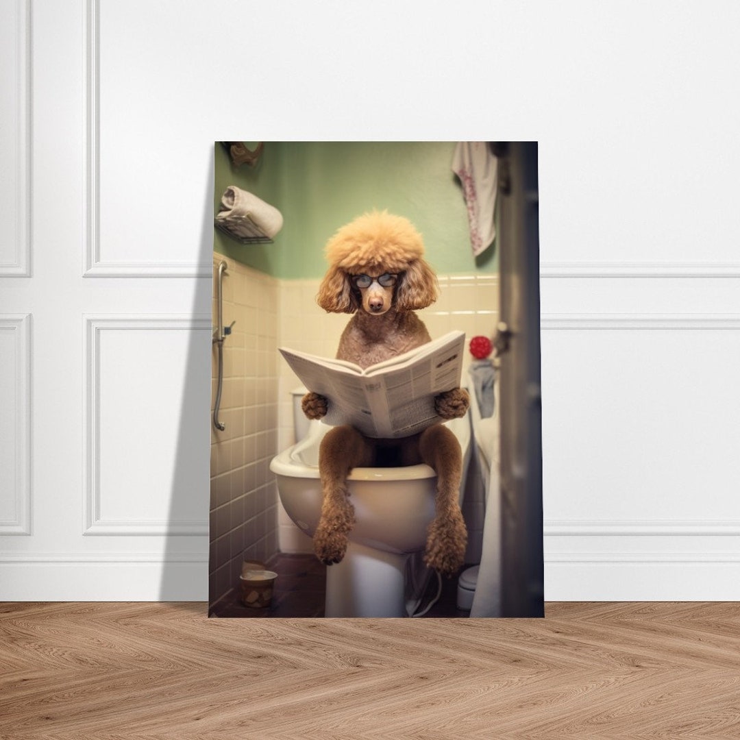 Poodle Poster on Toilet Dog on Toilet - Etsy