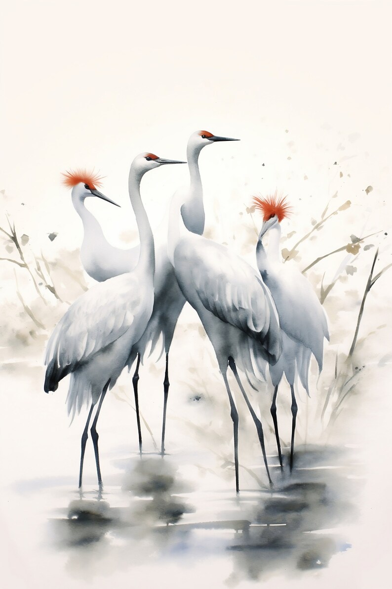 Watercolor Art Print Cranes Poster - Etsy