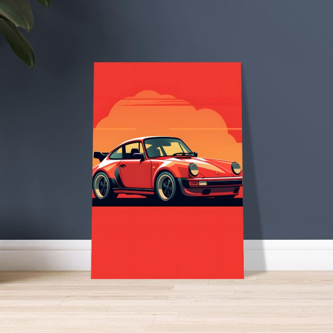 Red Porsche 911 Turbo Poster - Sleek Automotive Wall Art, Classic Car ...