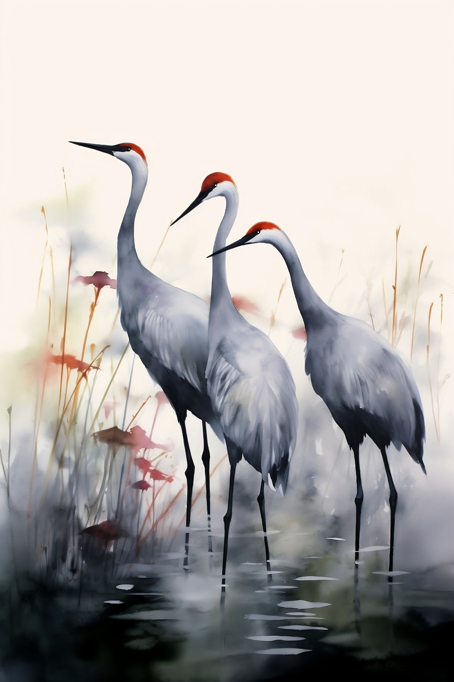 Watercolor Art Print Cranes Poster - Etsy