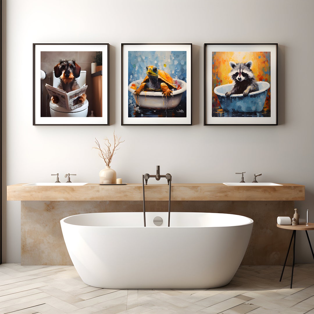 Funny Animal Poster for Bathroom Decoration Gift for Animal Lovers Wall ...