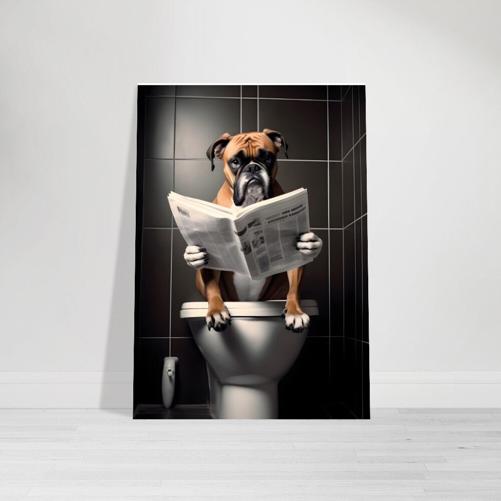 Funny Boxer on Toilet Art Boxer Digital Print Bathroom Decoration Boxer ...