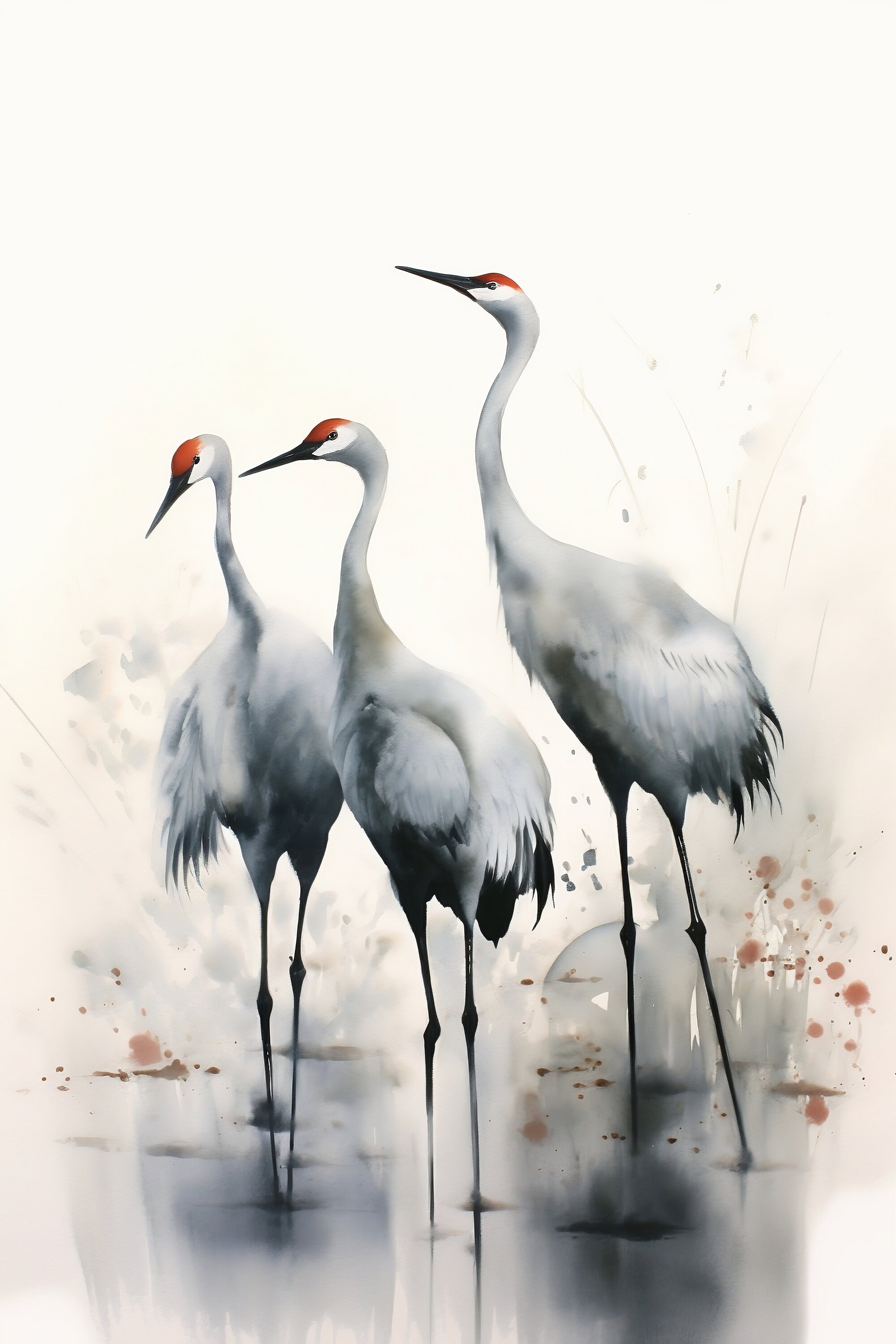 Watercolor Art Print Cranes Poster - Etsy