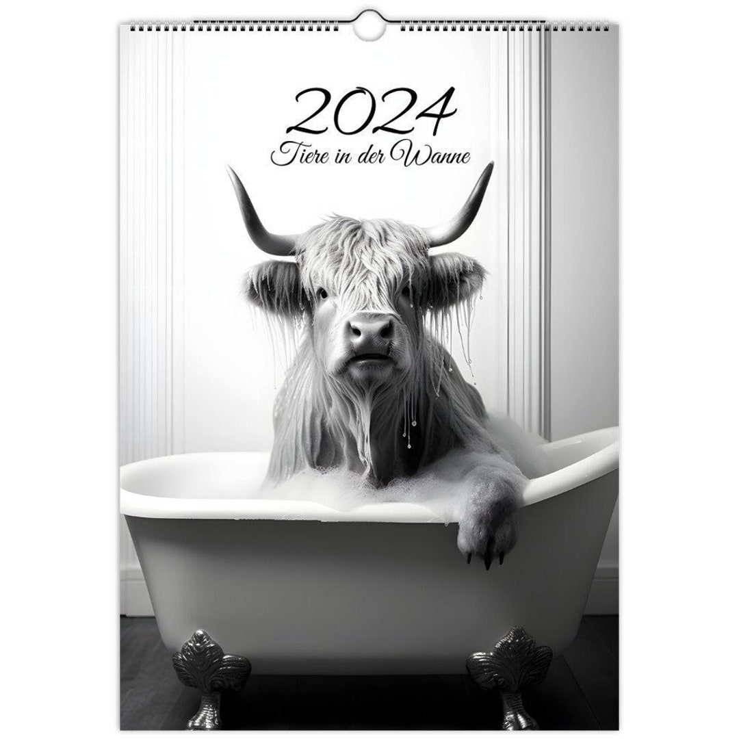 Animal Calendar 2024 Funny Wall Calendar With Animals Funny Black and ...