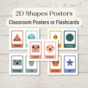 Boho 2D Shapes Poster, Educational Wall Decor, Neutral Printable Shapes ...