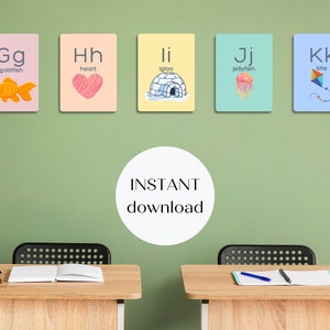 Alphabet Posters, Pastel ABC, Educational Wall Decor, Rainbow Printable ...