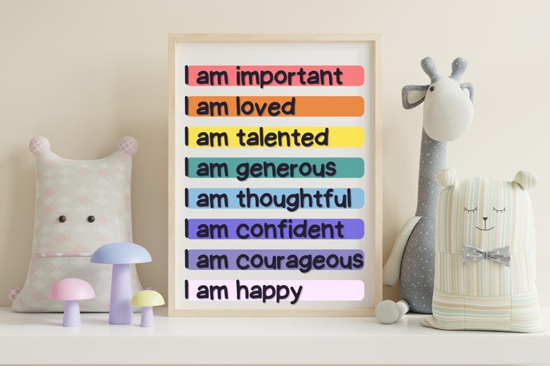 Positive Affirmations for Kids, Rainbow Affirmations Print ...