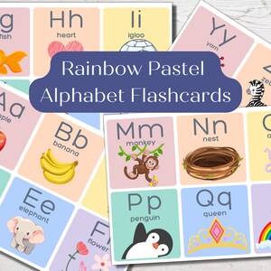 Alphabet Posters, Pastel ABC, Educational Wall Decor, Rainbow Printable ...