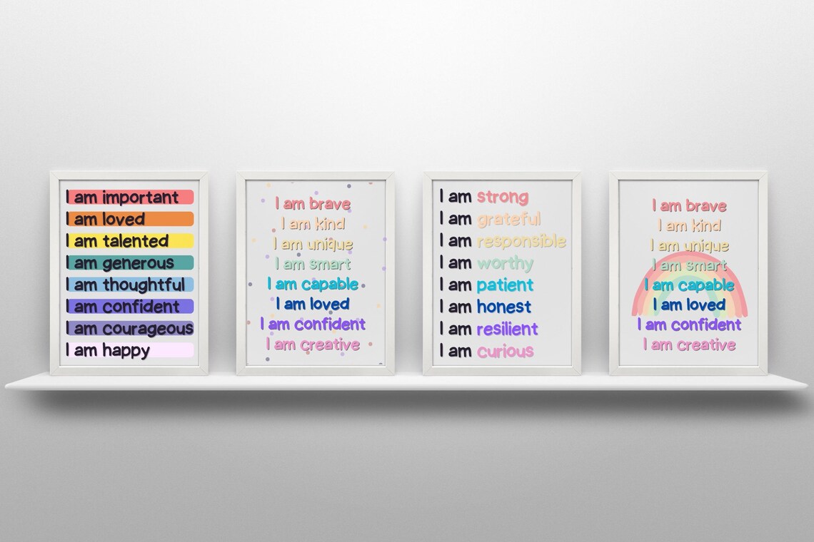 Positive Affirmations for Kids, Rainbow Affirmations Print ...