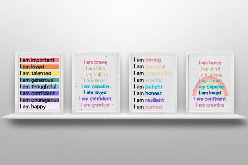 Positive Affirmations for Kids, Rainbow Affirmations Print ...