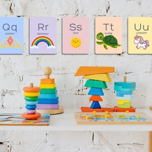 Alphabet Posters, Pastel ABC, Educational Wall Decor, Rainbow Printable ...
