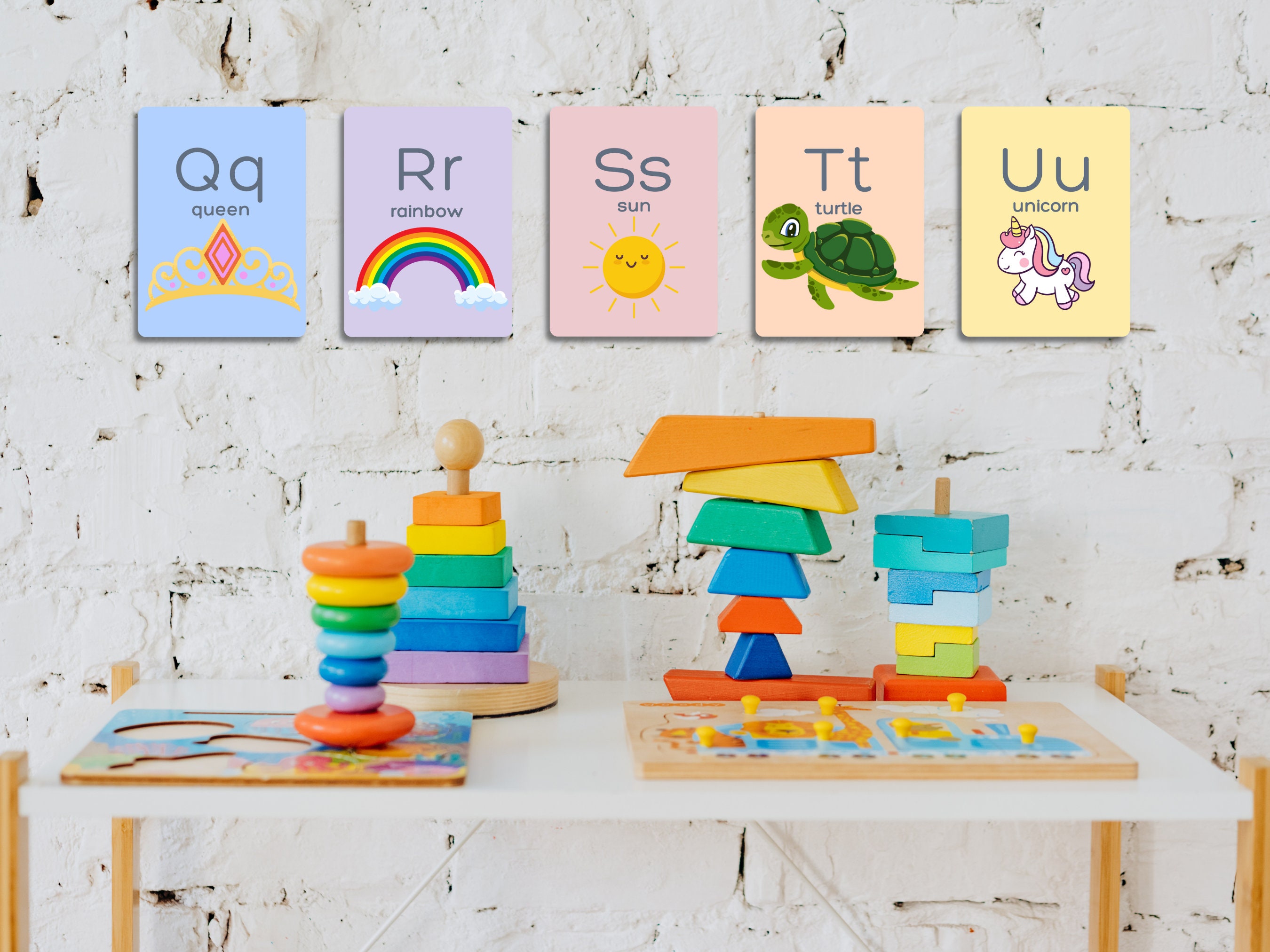 Alphabet Posters, Pastel ABC, Educational Wall Decor, Rainbow Printable ...