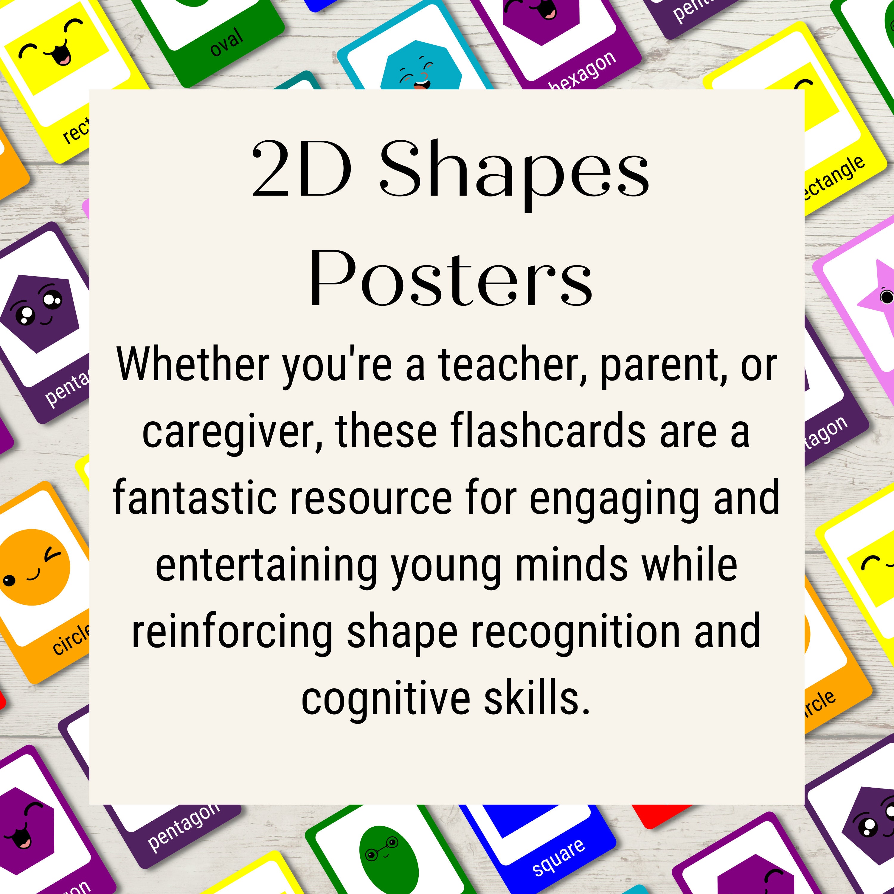 Colorful Rainbow 2D Shapes Poster, Educational Wall Decor, Printable ...