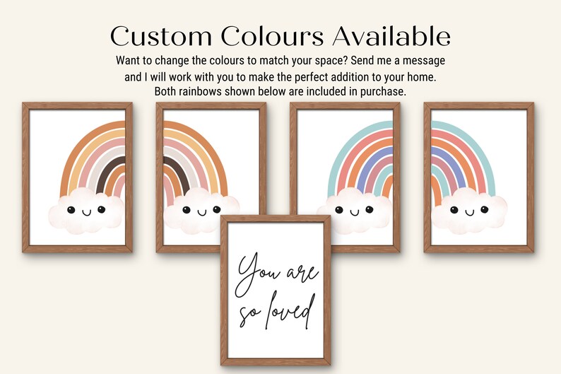 Kids Rainbow Poster Bundle, Girls Room Print, You Are Loved Nursery ...