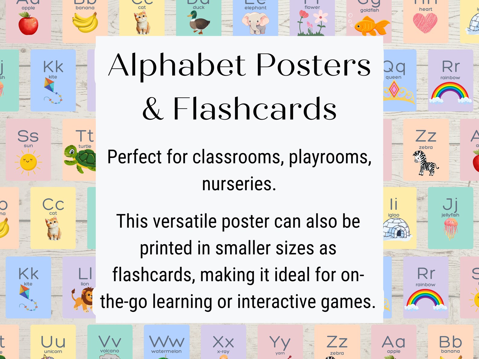 Alphabet Posters, Pastel ABC, Educational Wall Decor, Rainbow Printable ...