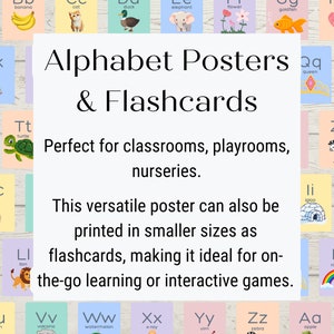 Alphabet Posters, Pastel ABC, Educational Wall Decor, Rainbow Printable ...