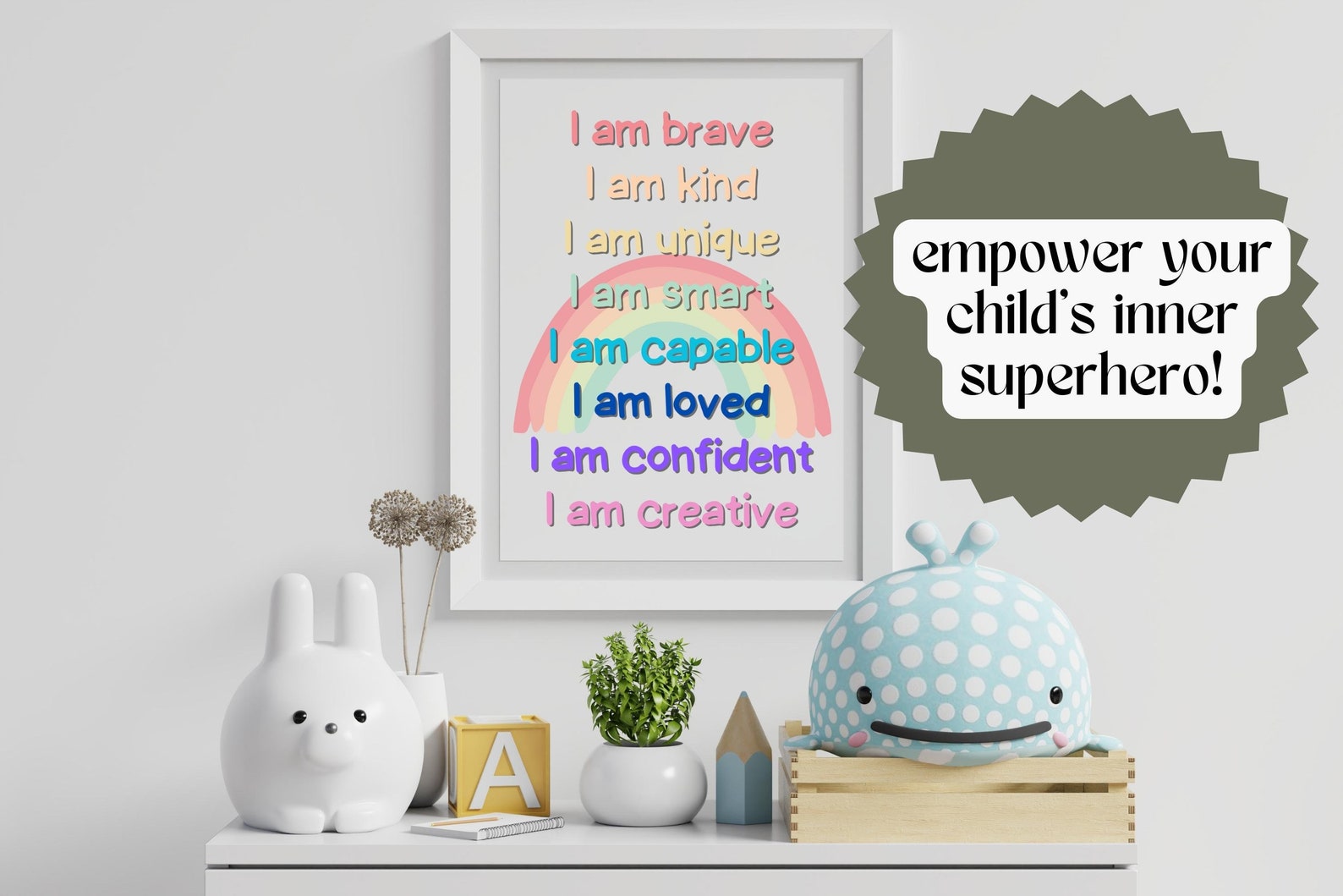 Positive Affirmations for Kids, Rainbow Affirmations Print ...