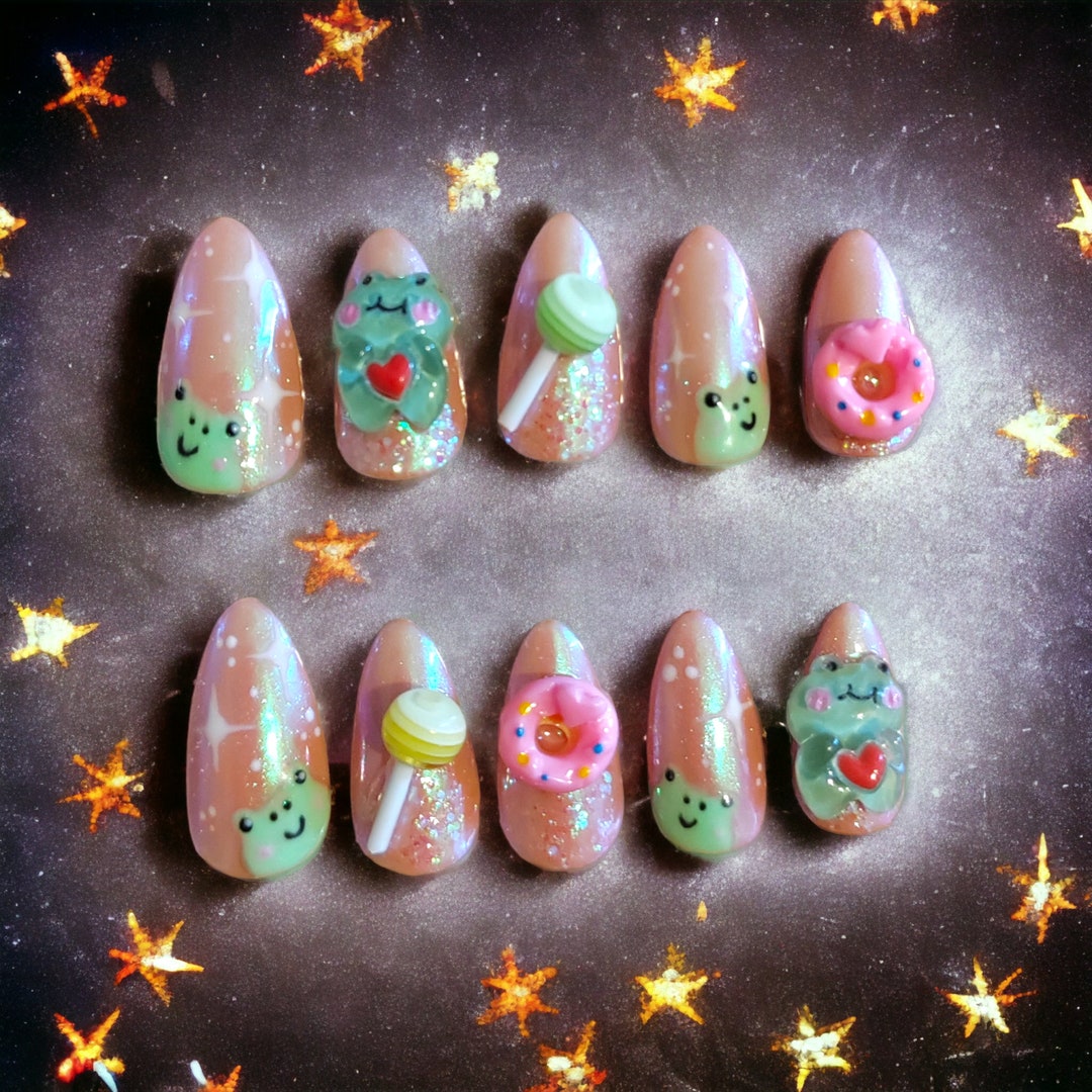 Frog Press on Nails | Froggo Nails | Fake Nails | Adhesive Nails ...