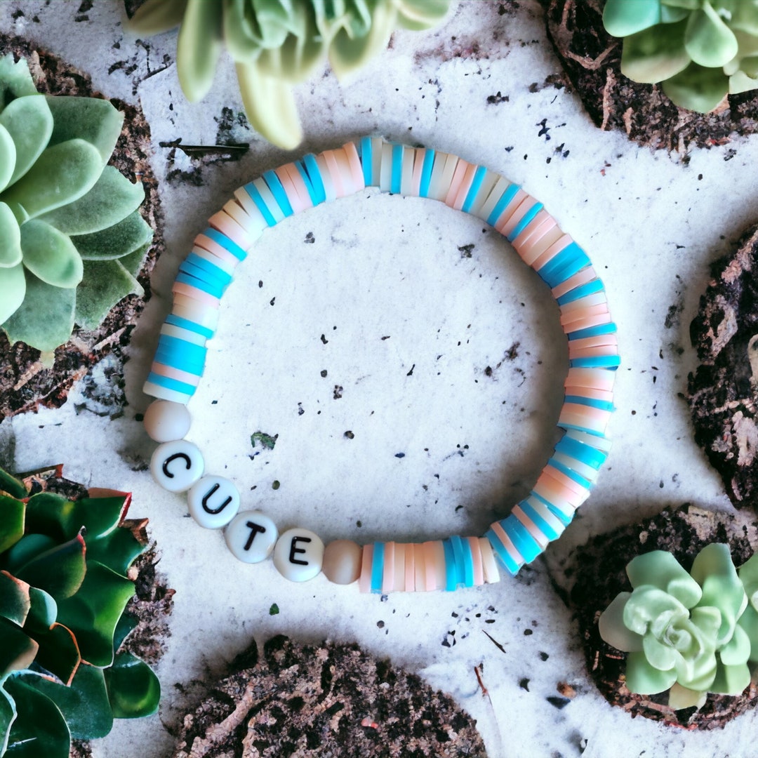 Preppy Clay Bead Bracelet | Round Disc Beads | Cute Summer Gift ...