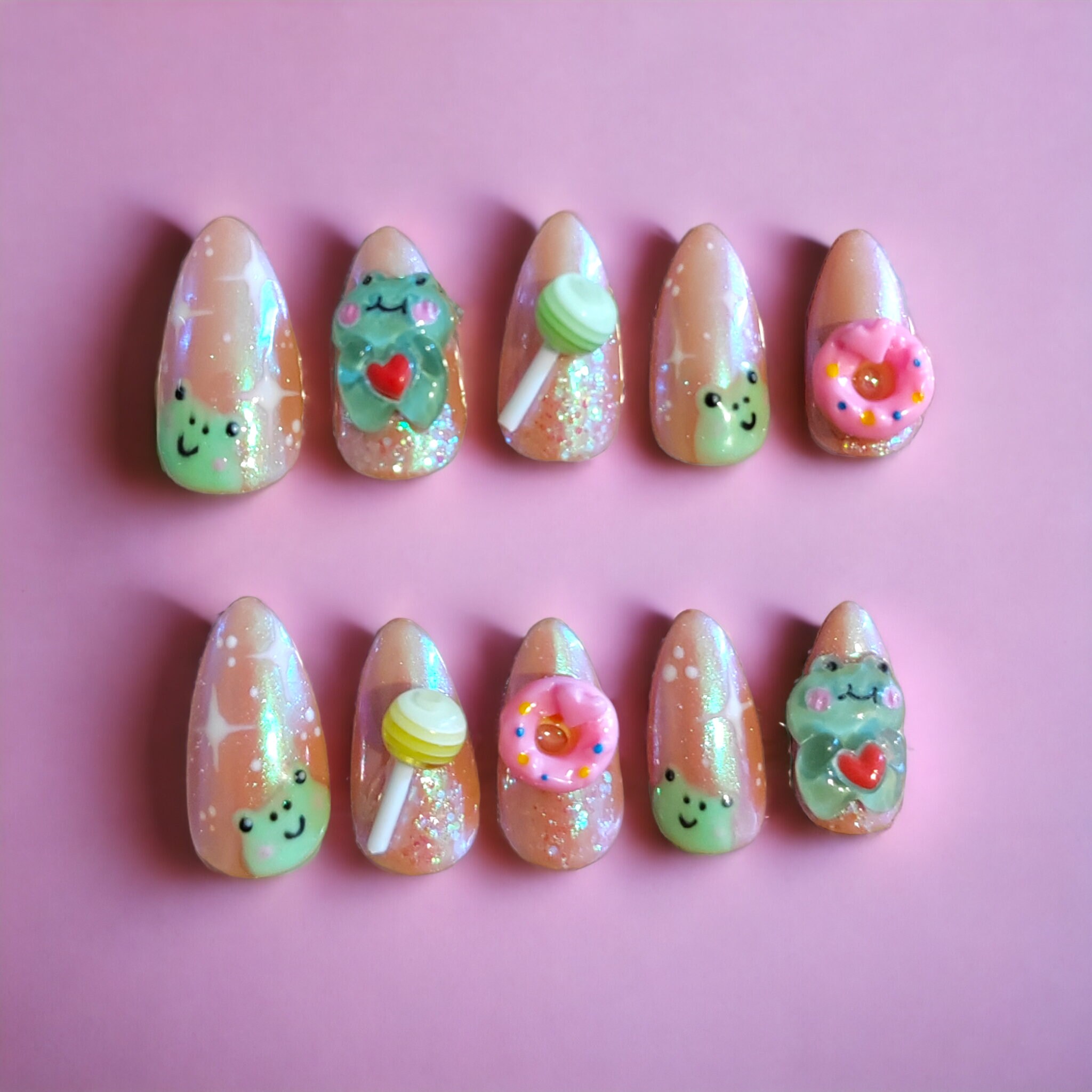 Frog Press on Nails Froggo Nails Fake Nails Adhesive Nails Reusable ...