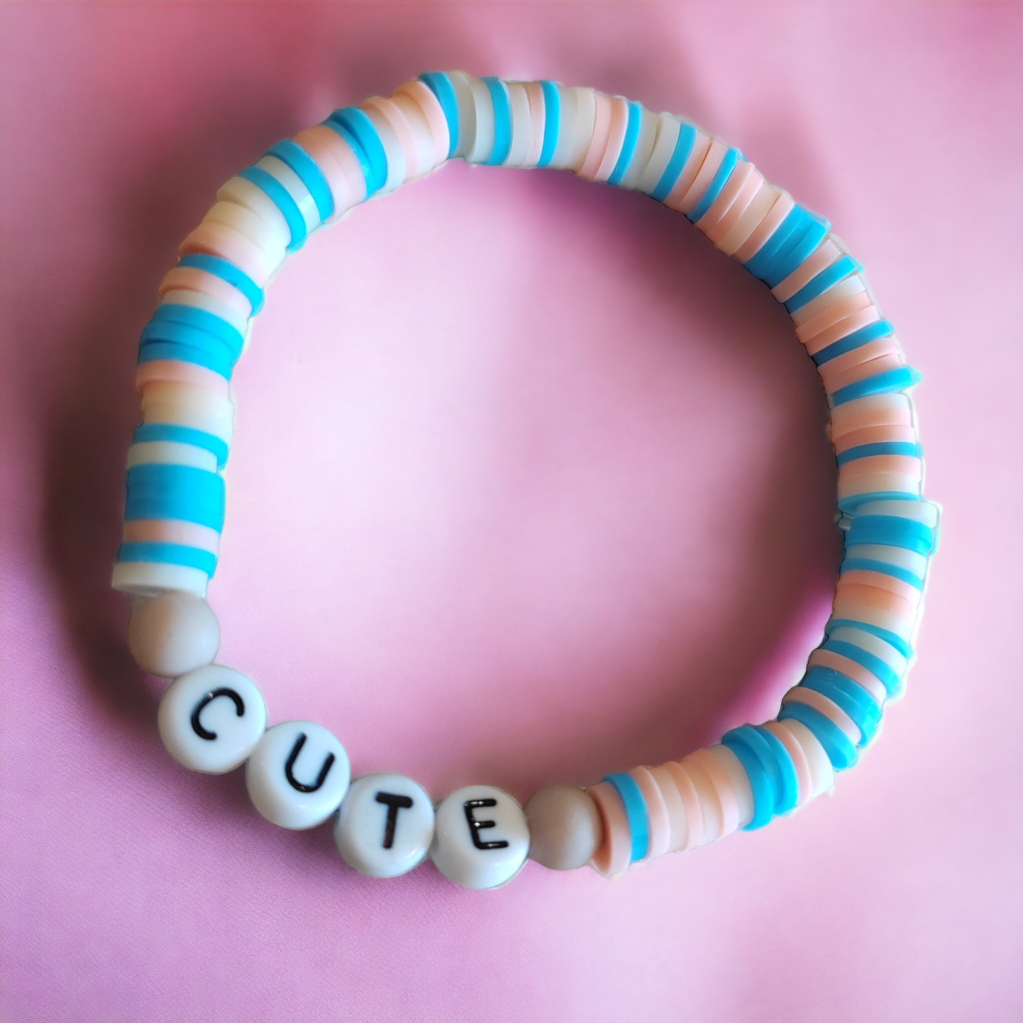 Preppy Clay Bead Bracelet Round Disc Beads Cute Summer - Etsy