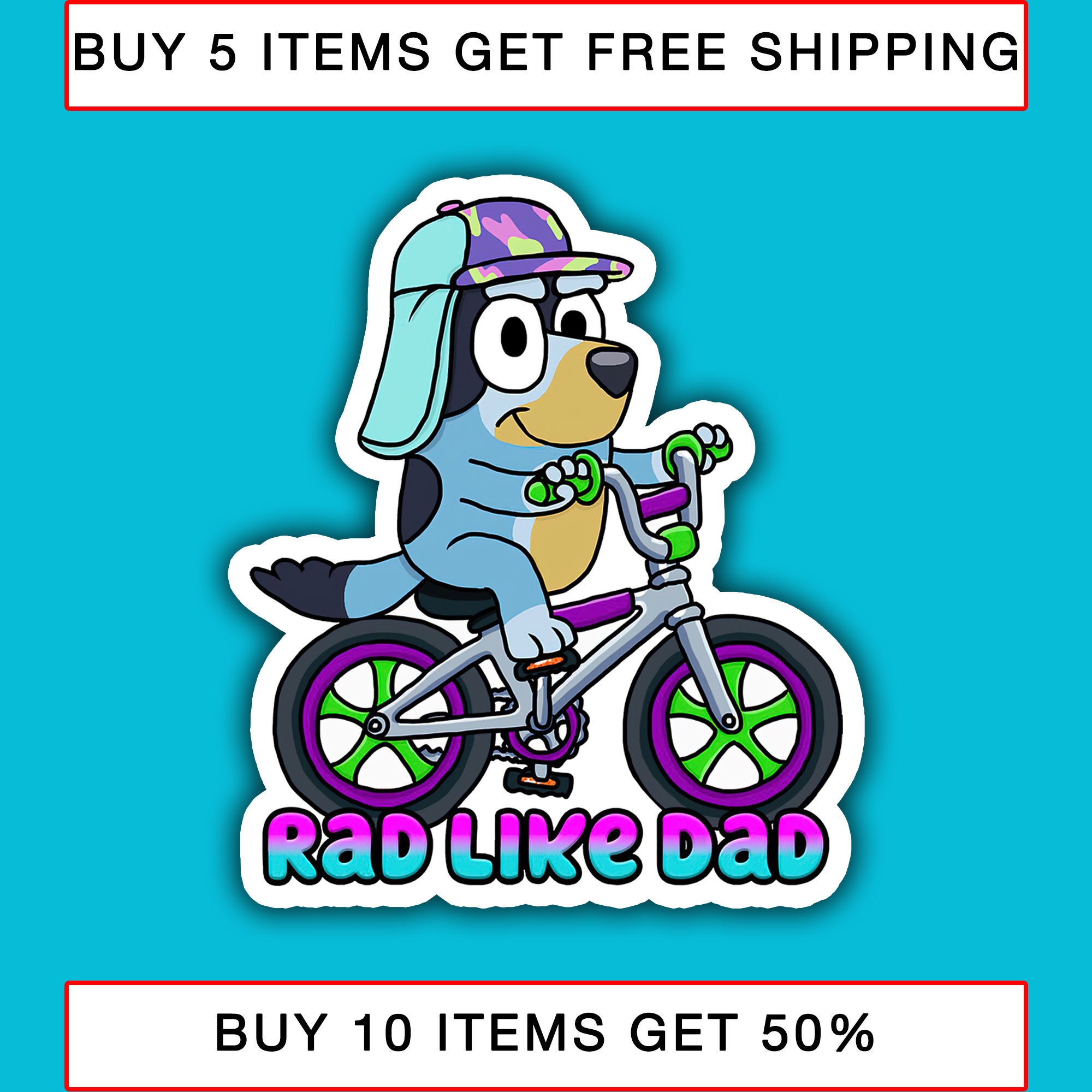 Bluey Rad Like Dad Stickers Bluey Family Stickers Car - Etsy