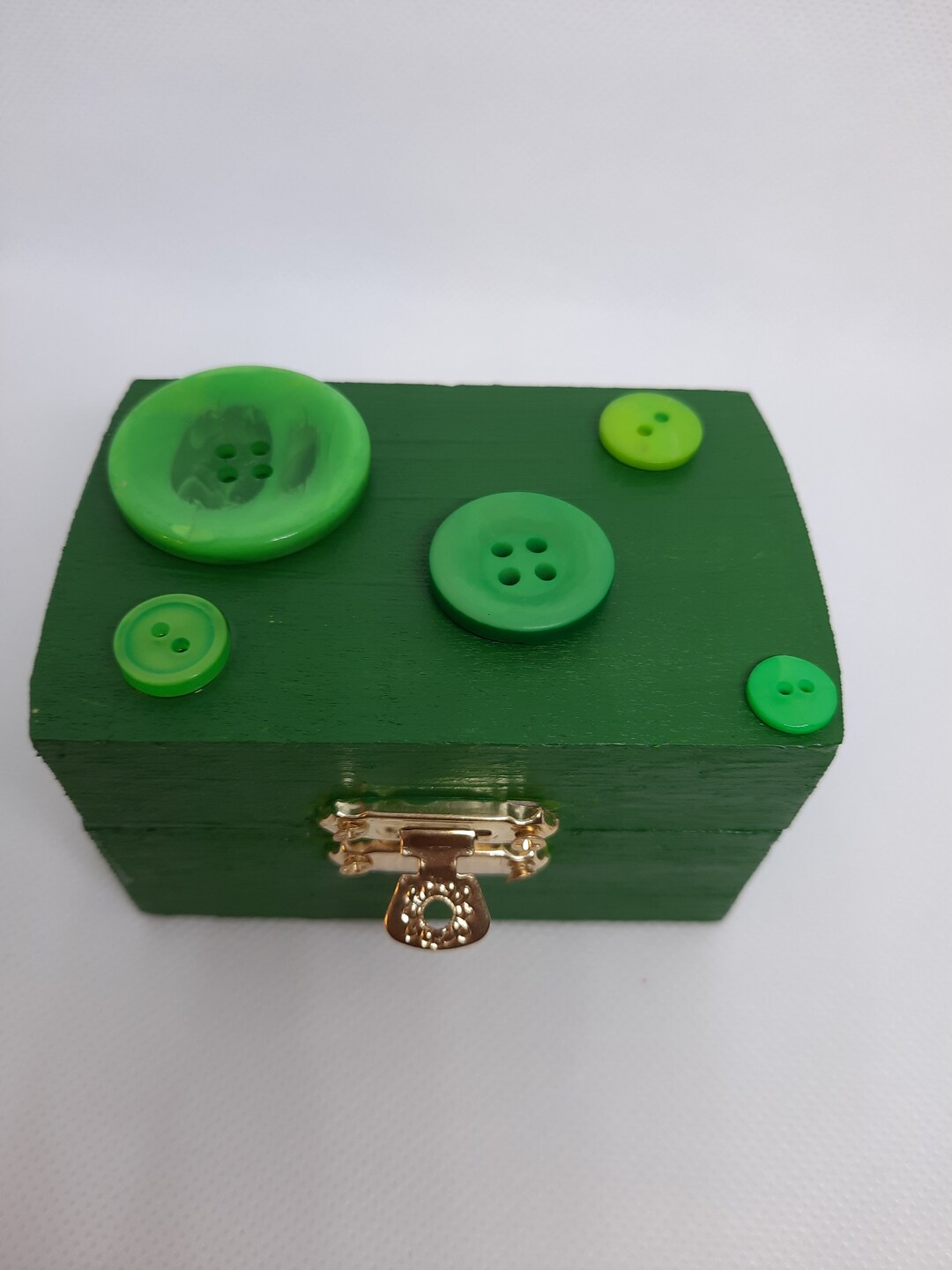 Green Wooden Button Box With Inspirational Message Inside. Wooden Box ...