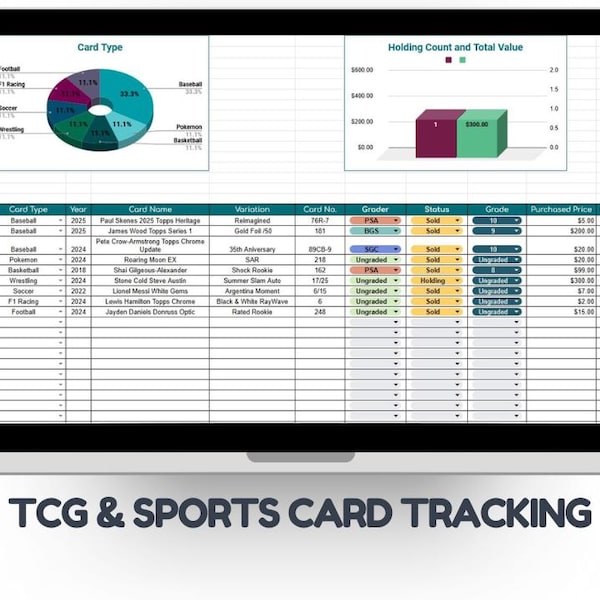Sports Card Inventory Spreadsheet - Etsy