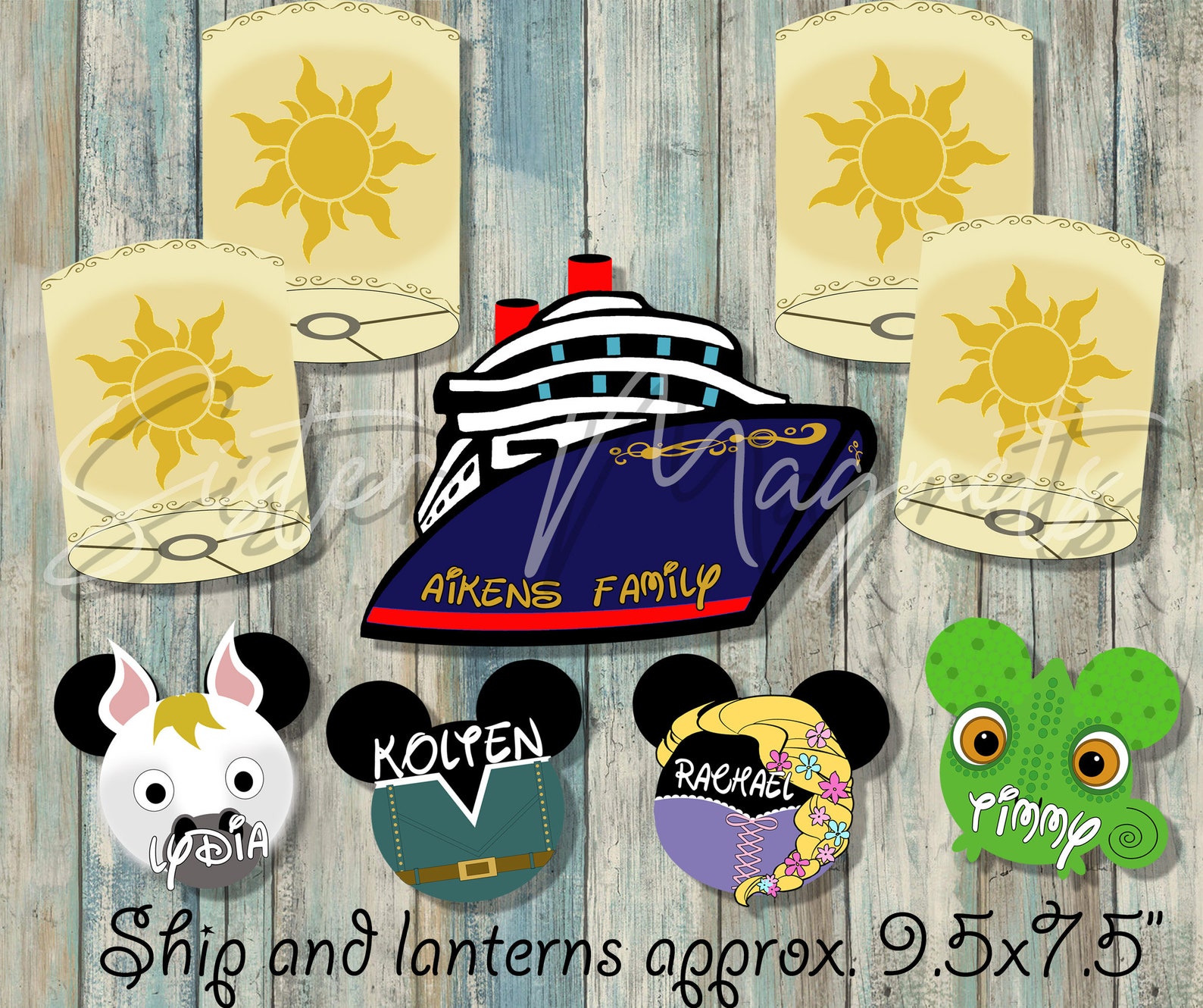 Custom Cruise, DCL Princess Cruise Ship Door Magnet, Family Set, Elsa ...