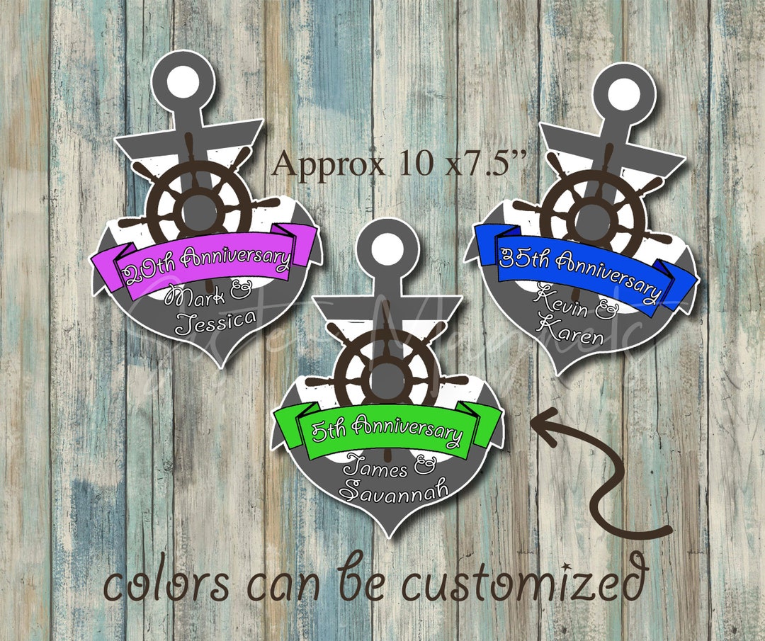 Custom Cruise, Happy Anniversary Cruise Magnet, Anchor, DCL, RCC ...