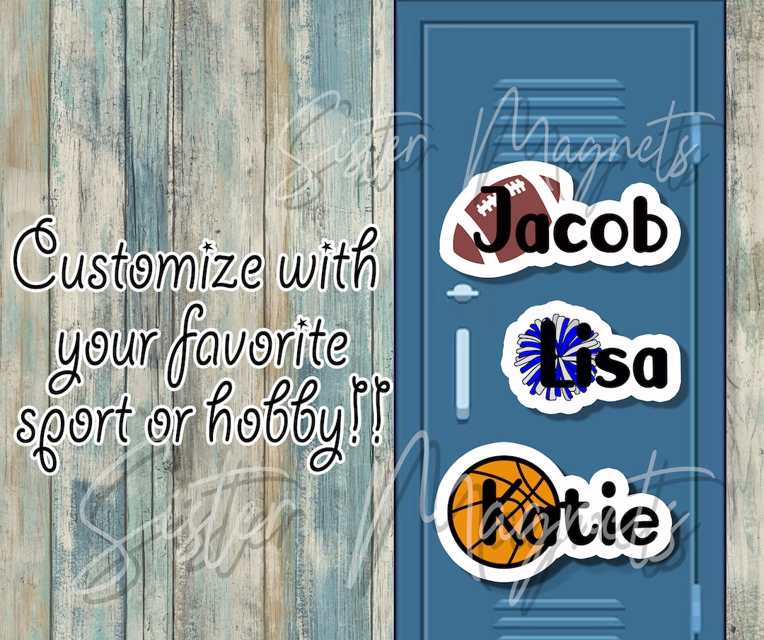 Custom Name Locker Magnets, Locker Magnets, Sports Locker Decor, Name ...