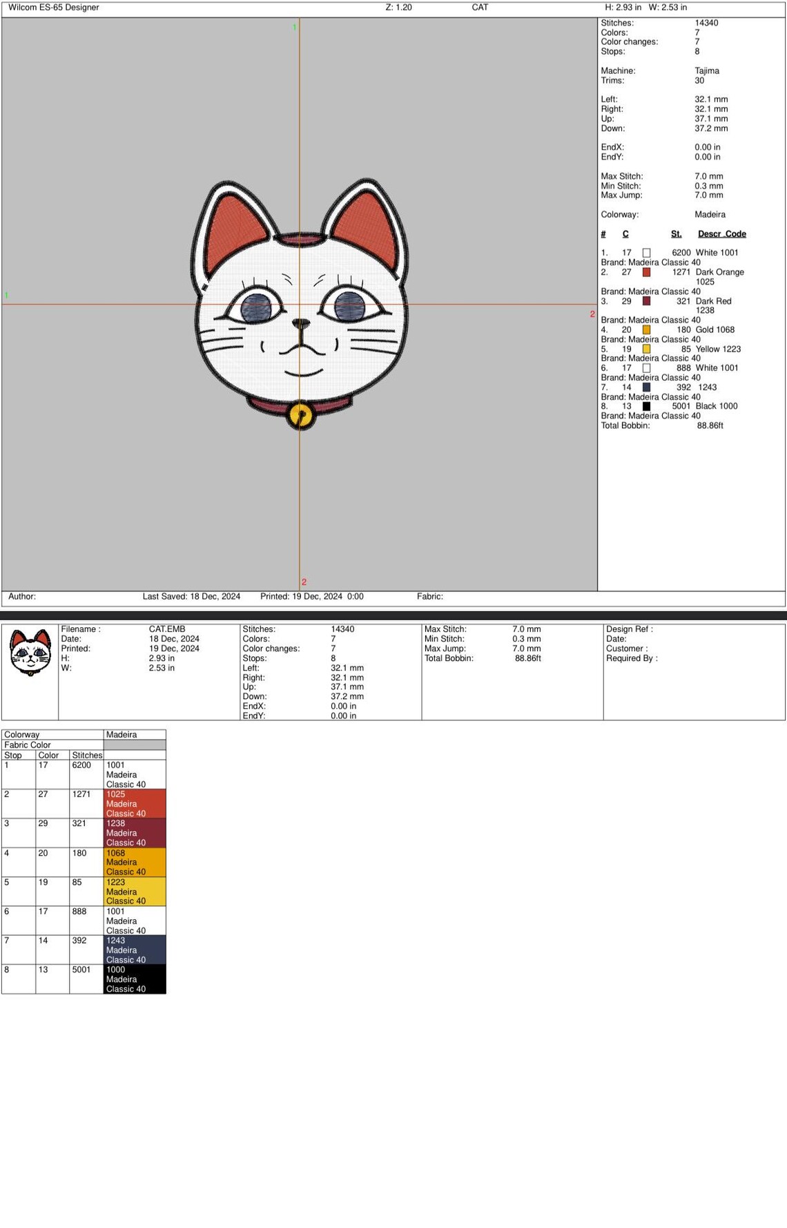 Anime Dan Cat Embroidery File Set PES & DST - Etsy